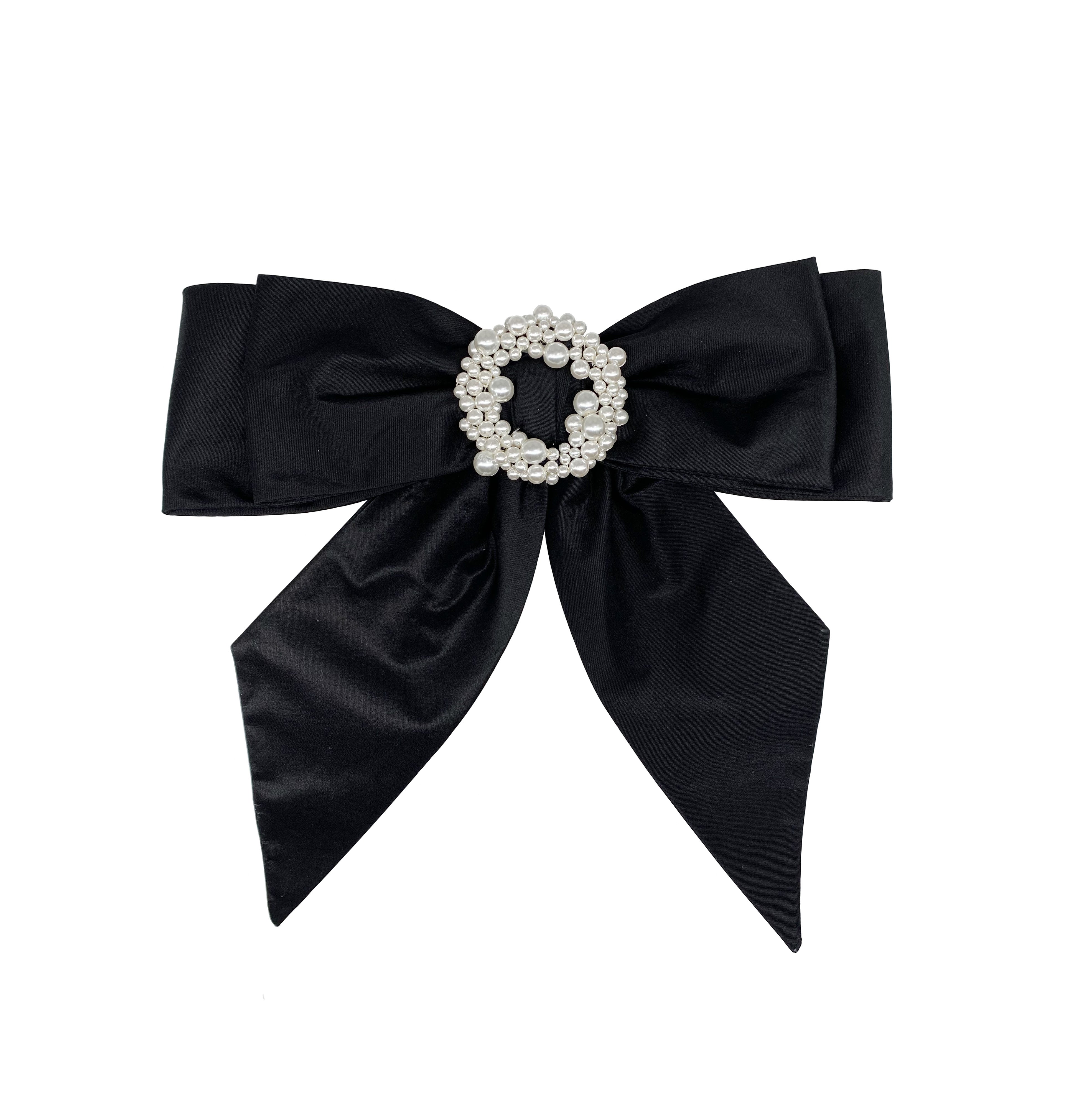 Black bow with pearl buckle – Rachel Trevor-Morgan