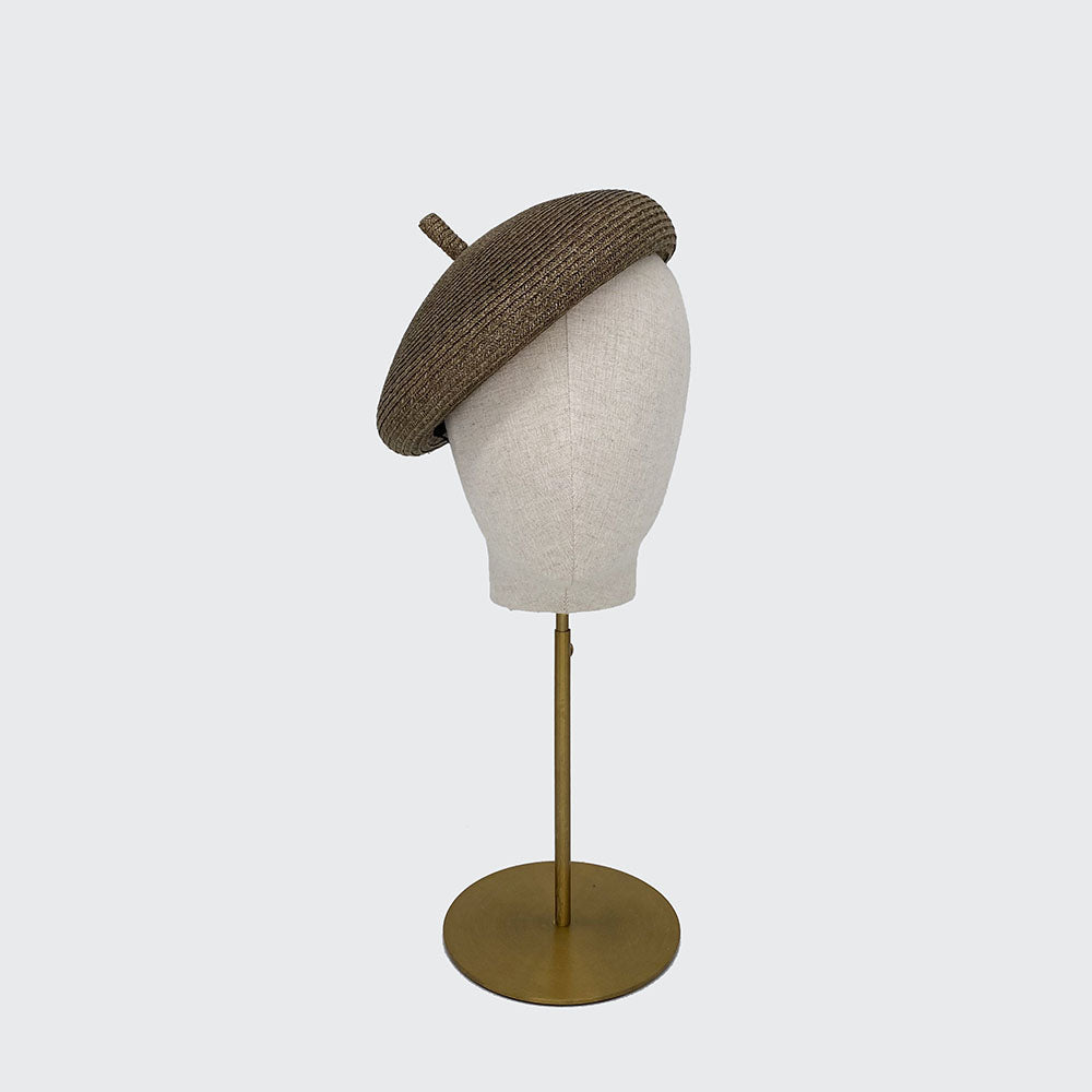 Hemp colour straw braid blocked beret – Rachel Trevor-Morgan
