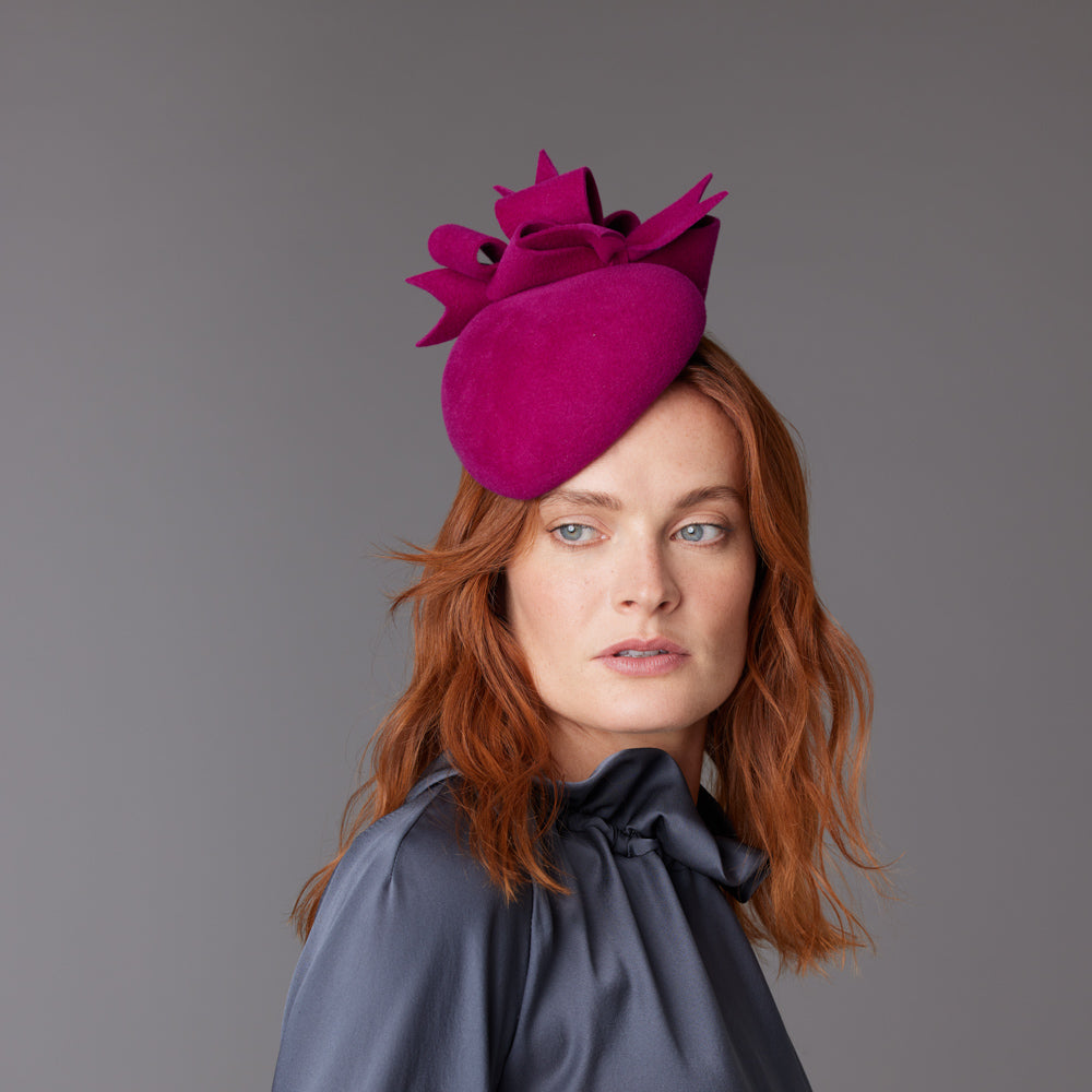 Pink velour felt heart pillbox with bows – Rachel Trevor-Morgan